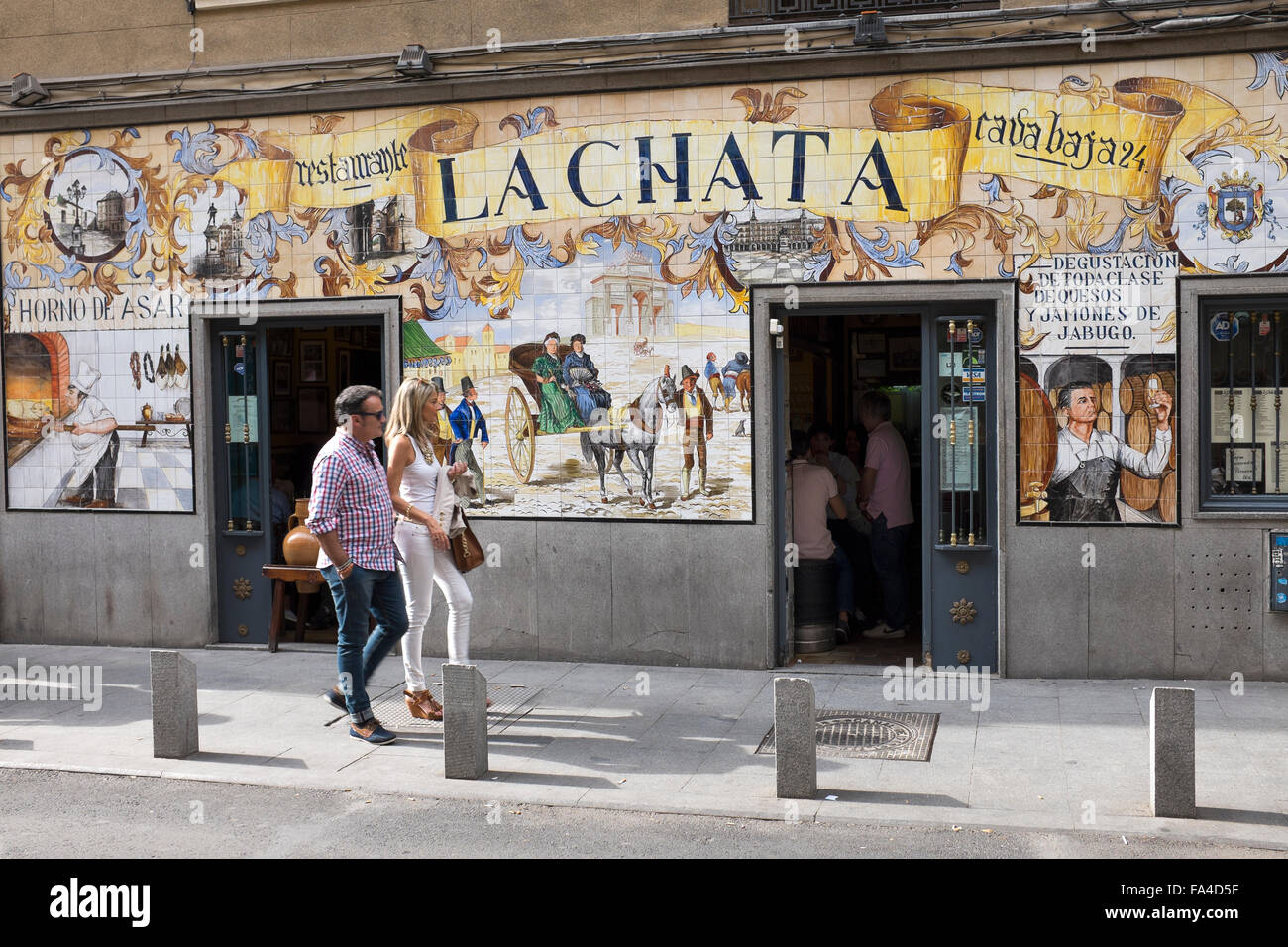 Painted Decorative Tiles outside La Chata Bar Cafe in Calle Cava Baja ...