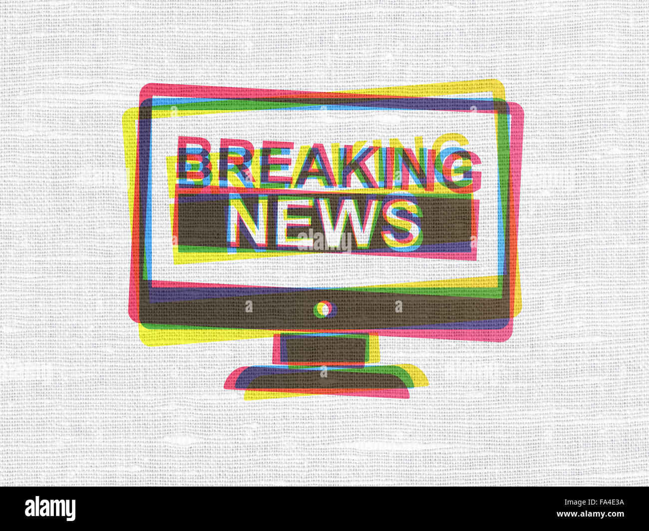 News concept: Breaking News On Screen on fabric texture background ...