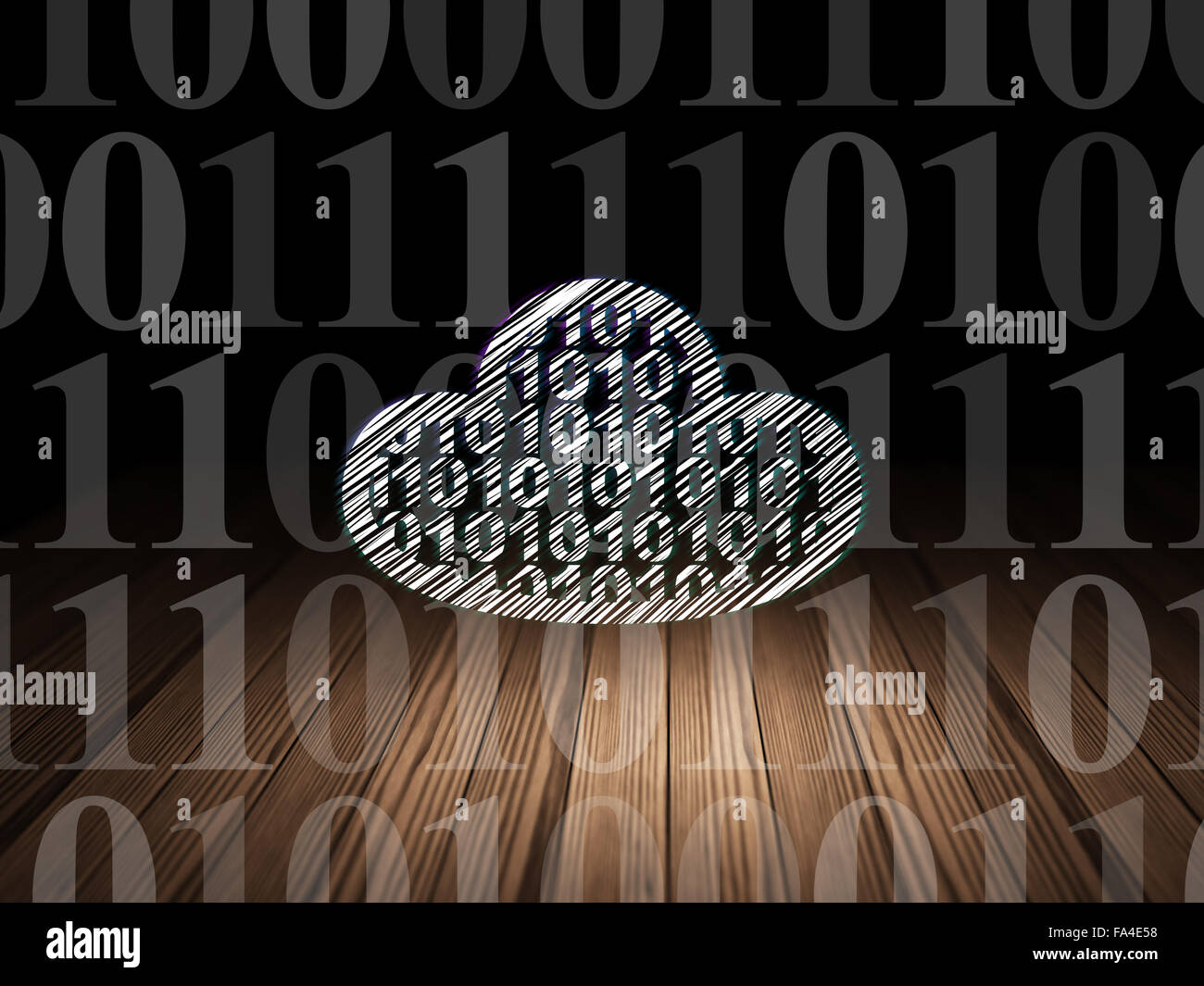 Cloud technology concept: Cloud With Code in grunge dark room Stock ...