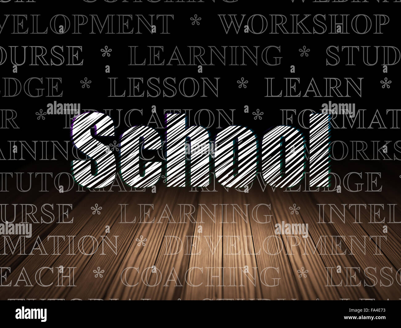 Learning concept: School in grunge dark room Stock Photo - Alamy