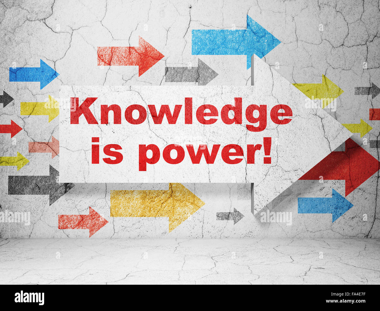 Education concept: arrow with Knowledge Is power! on grunge wall ...