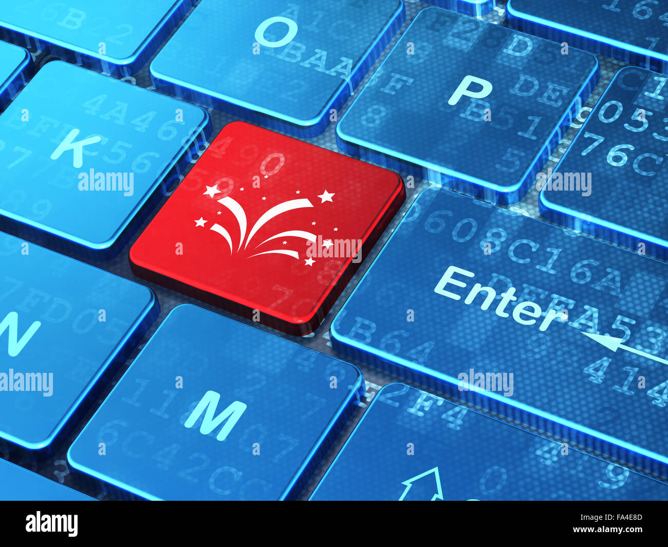 Entertainment, concept: Fireworks on computer keyboard background Stock ...