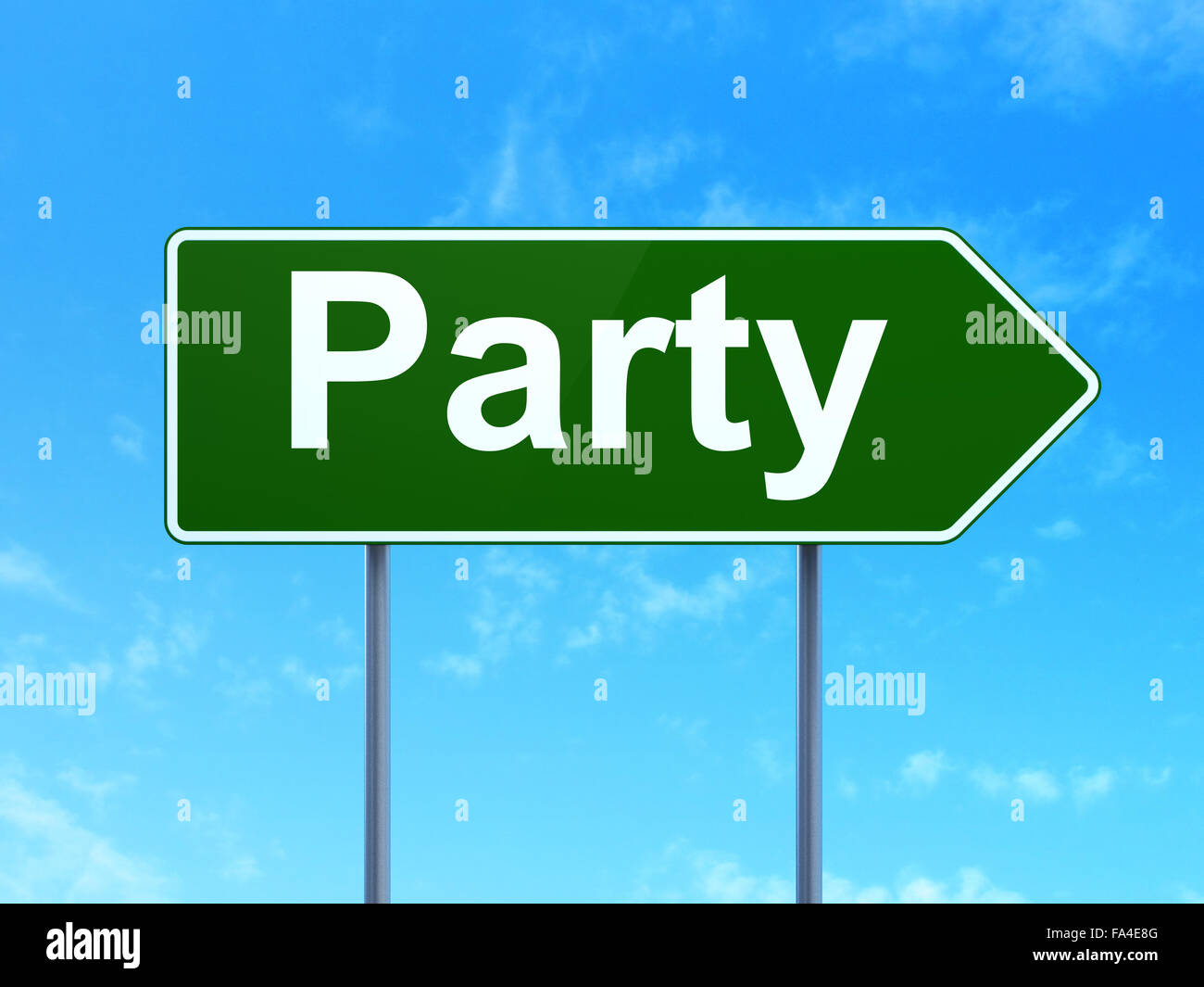 Entertainment, concept: Party on road sign background Stock Photo - Alamy