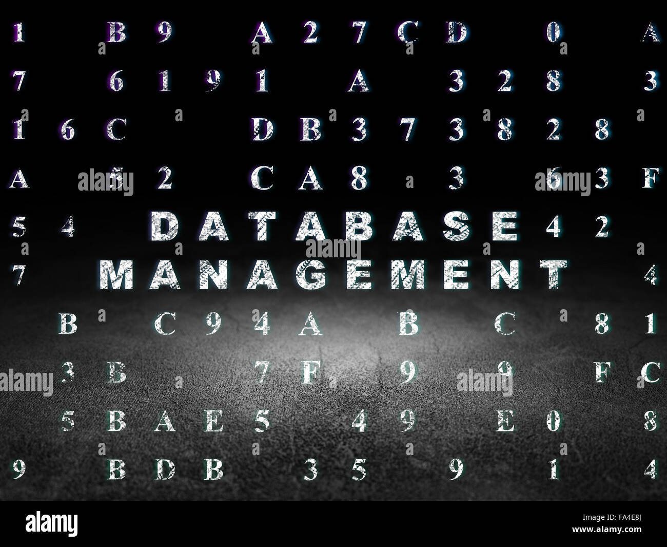 Software concept: Database Management in grunge dark room Stock Photo ...