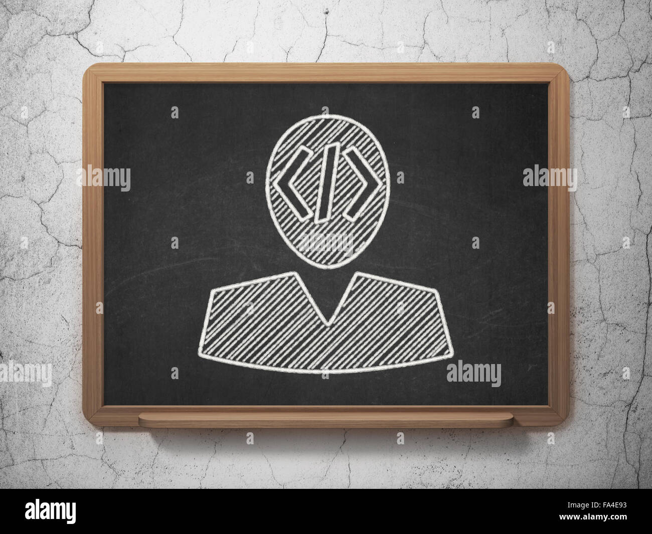 Software concept: Programmer on chalkboard background Stock Photo - Alamy