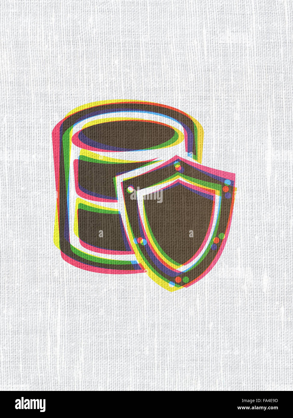 Programming concept: Database With Shield on fabric texture background ...