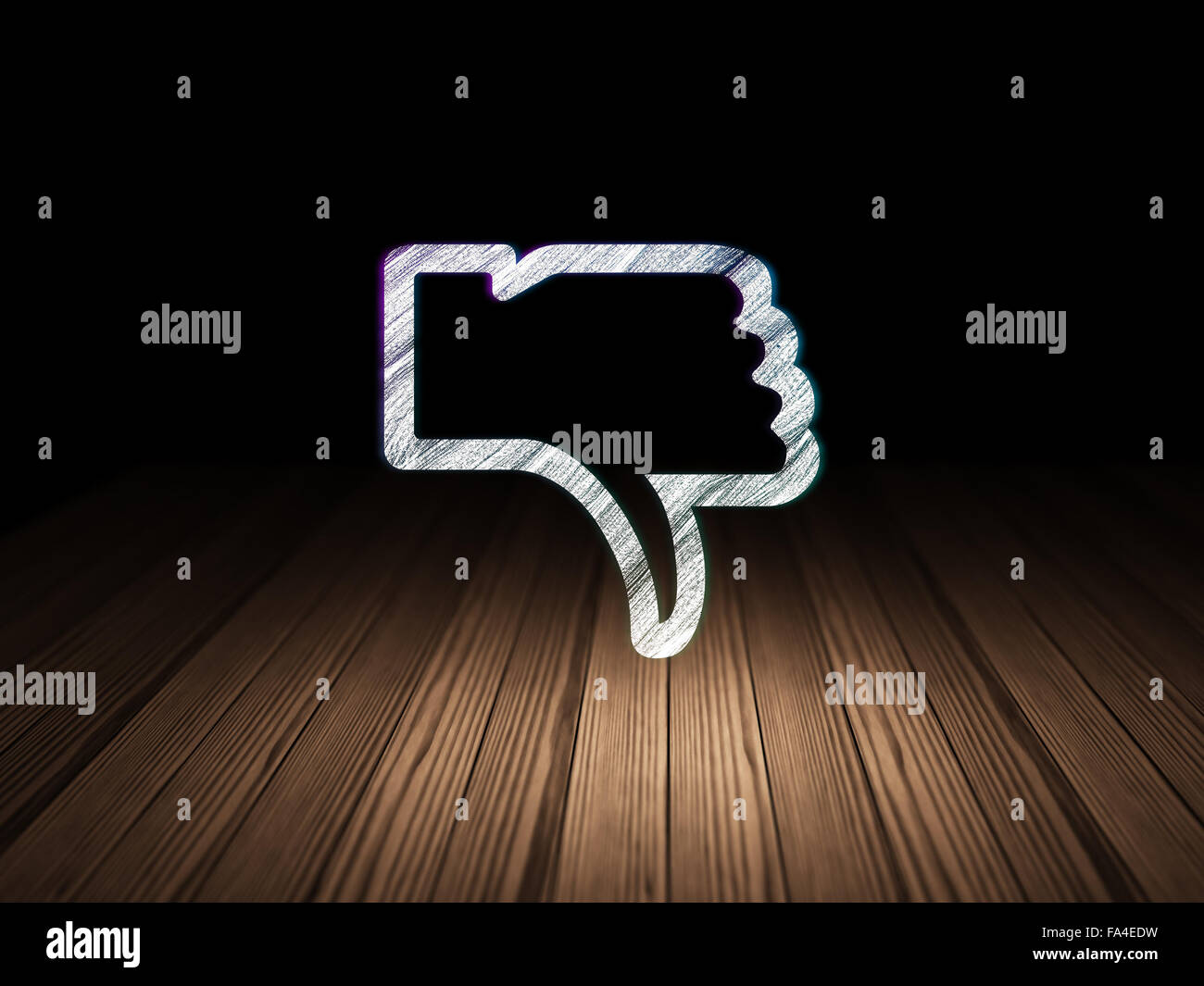Social media concept: Thumb Down in grunge dark room Stock Photo - Alamy