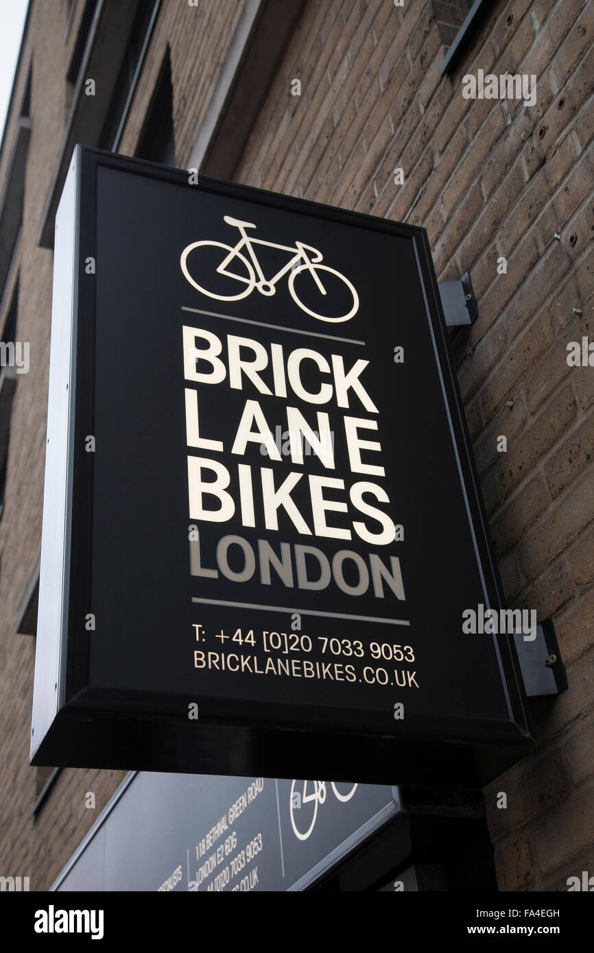 Brick Lane Bikes Sign, Shoreditch, London, England, UK Stock Photo - Alamy