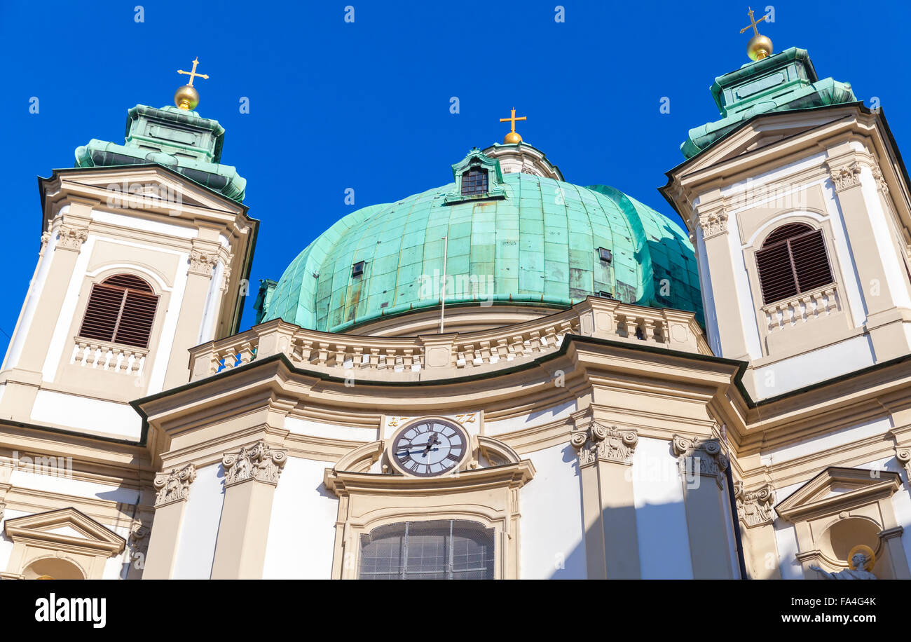 Domes of Peterskirche or St. Peters Church in Vienna, Austria Stock ...