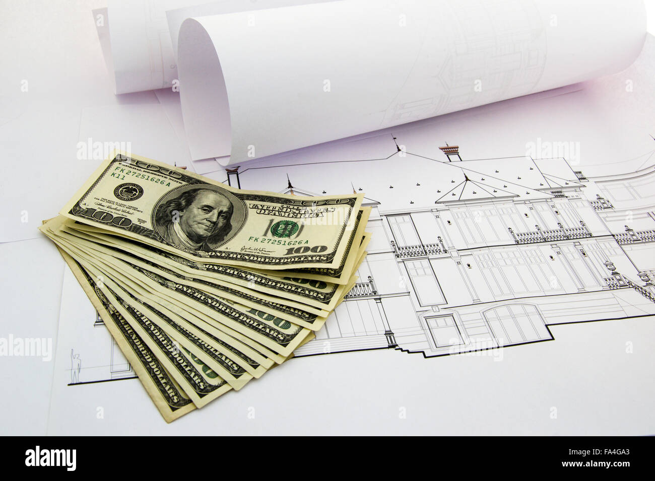 Money dollars in the work plan drawing Stock Photo - Alamy