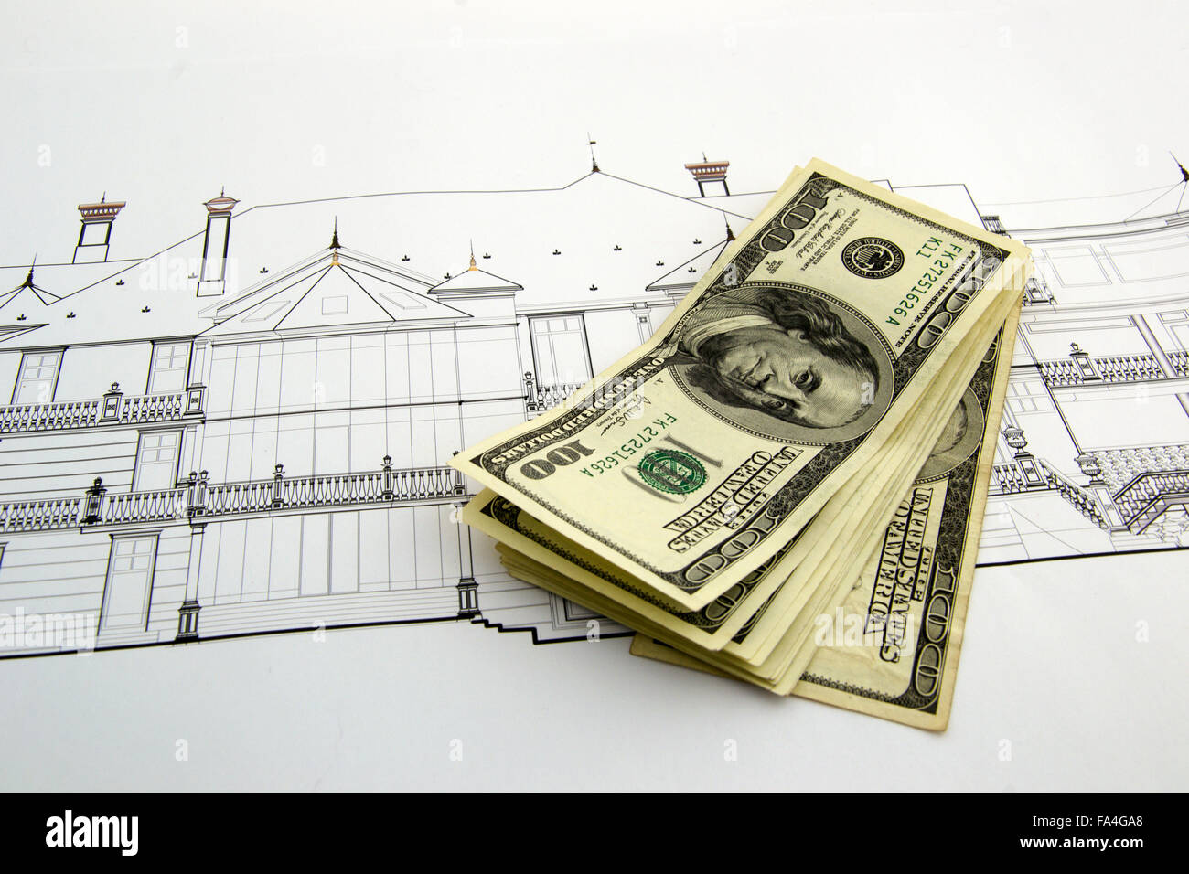 Money dollars in the work plan drawing Stock Photo - Alamy
