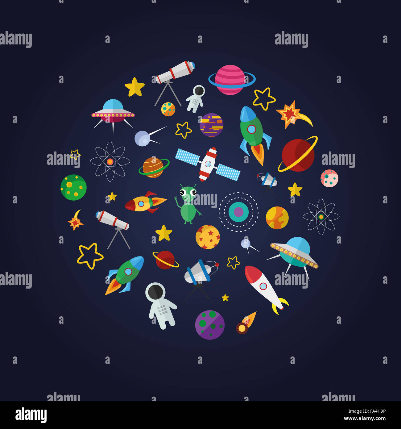 flat design composition of space icons and infographics elements Stock ...