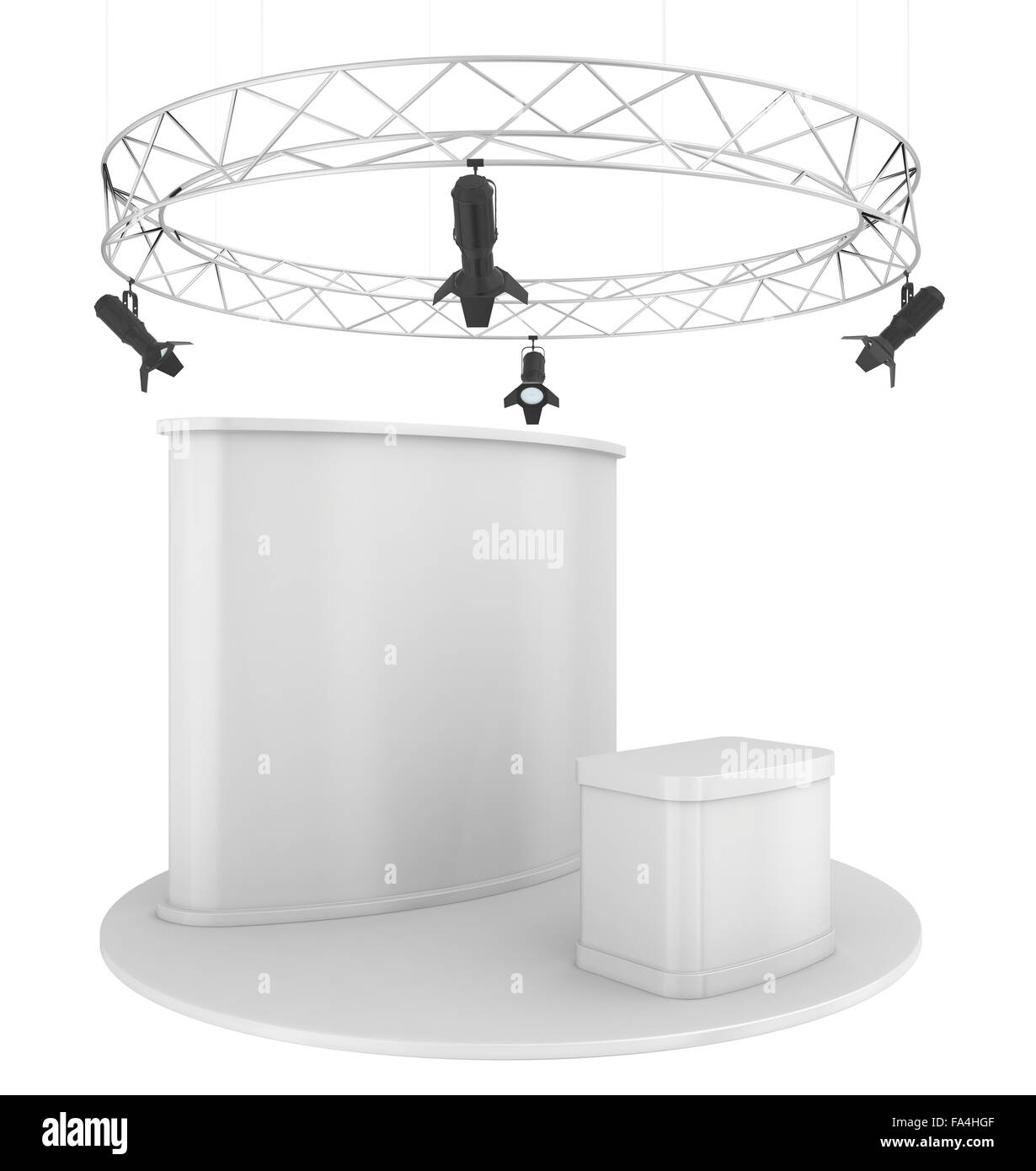 Blank exhibition stand. Isolated on white background Stock Photo - Alamy