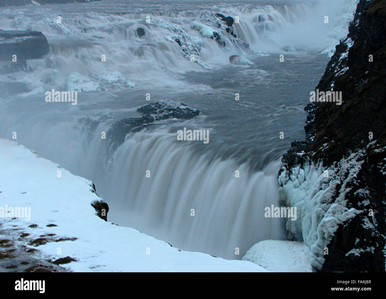 Overflowing Gullfoss waterfalls in Iceland Stock Photo - Alamy