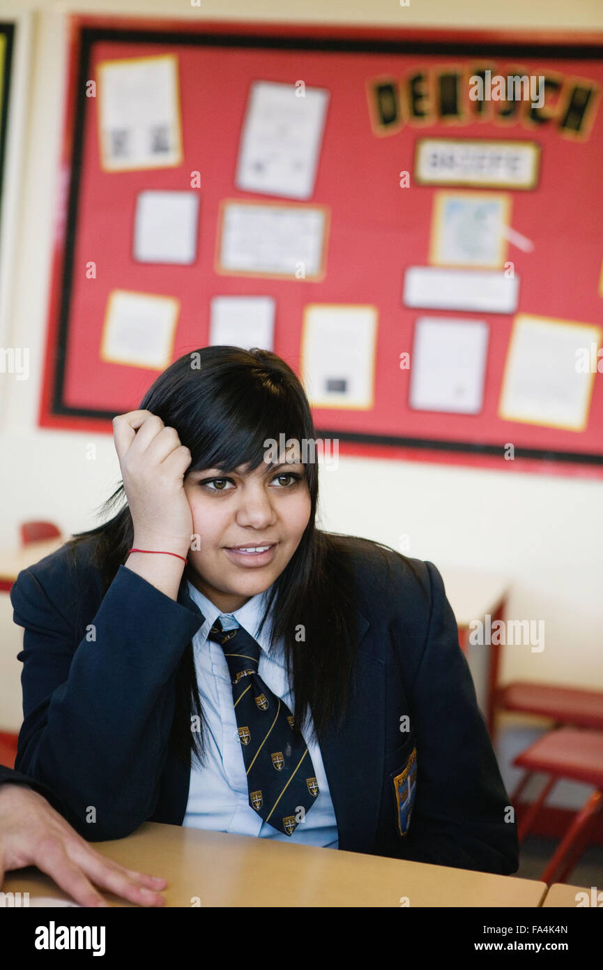 Secondary school student concentrating in a lesson Stock Photo - Alamy