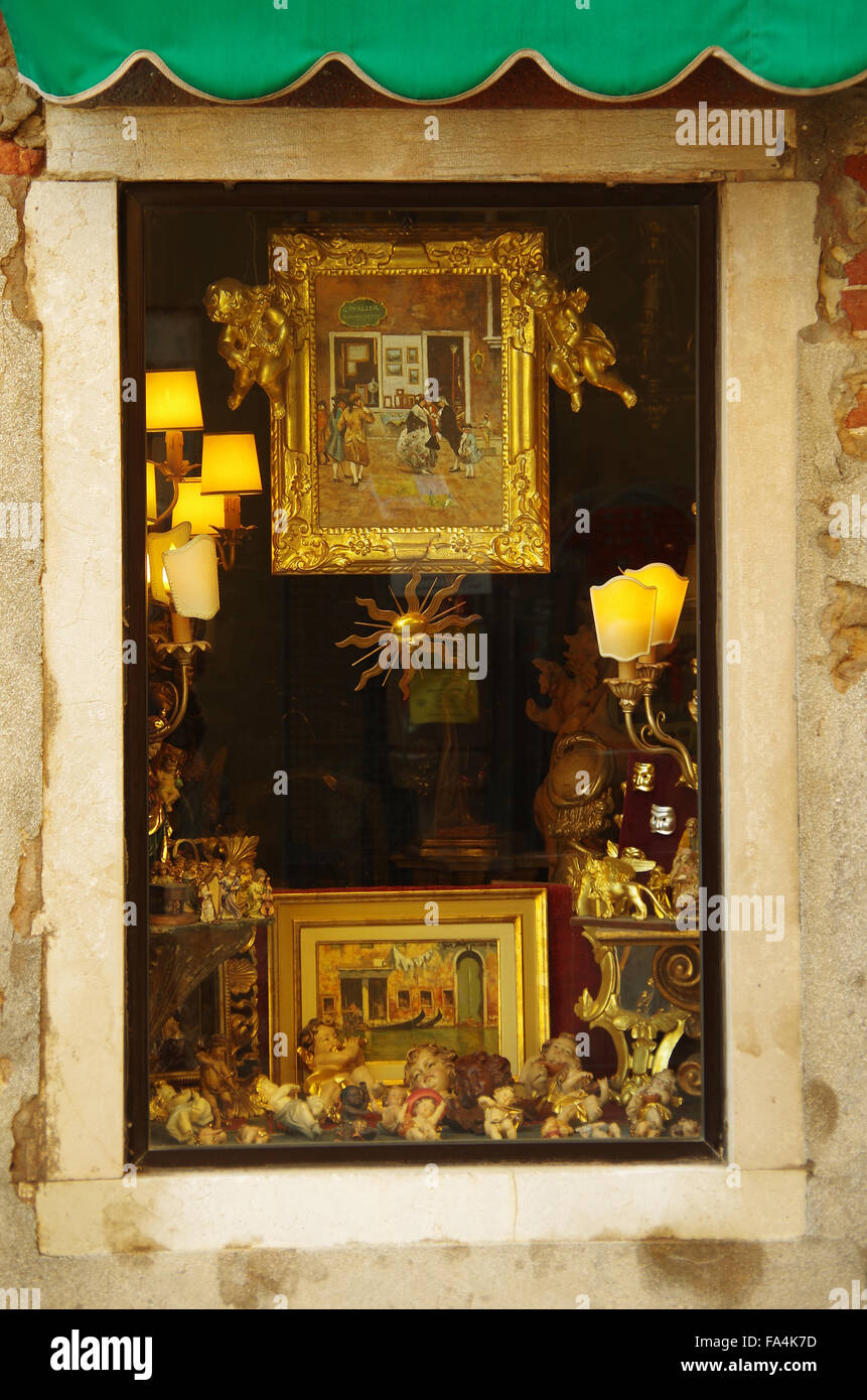 Venice, Italy, Window and doorway of antique shop Stock Photo - Alamy