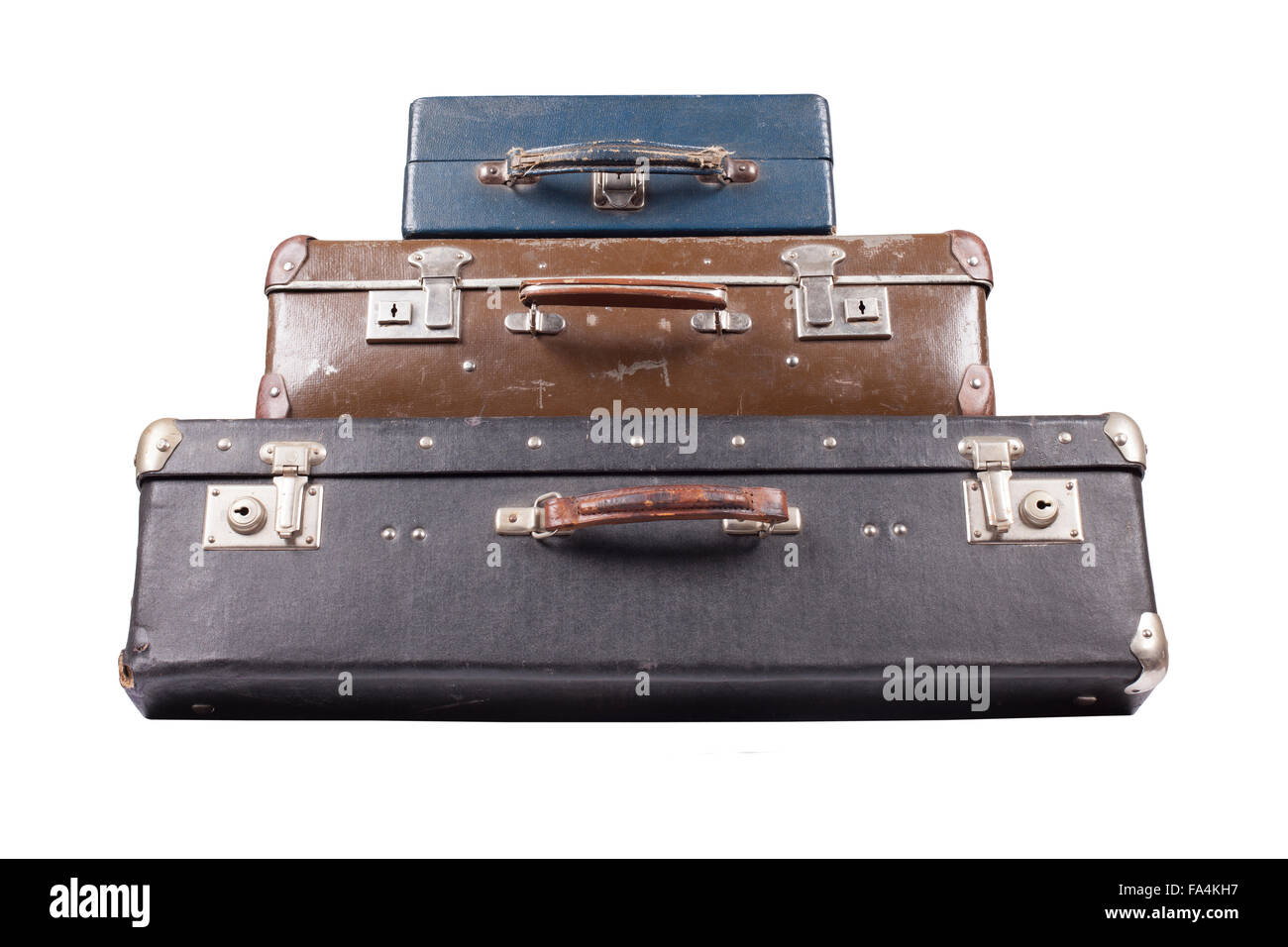 Stack of old suitcases isolated Stock Photo - Alamy