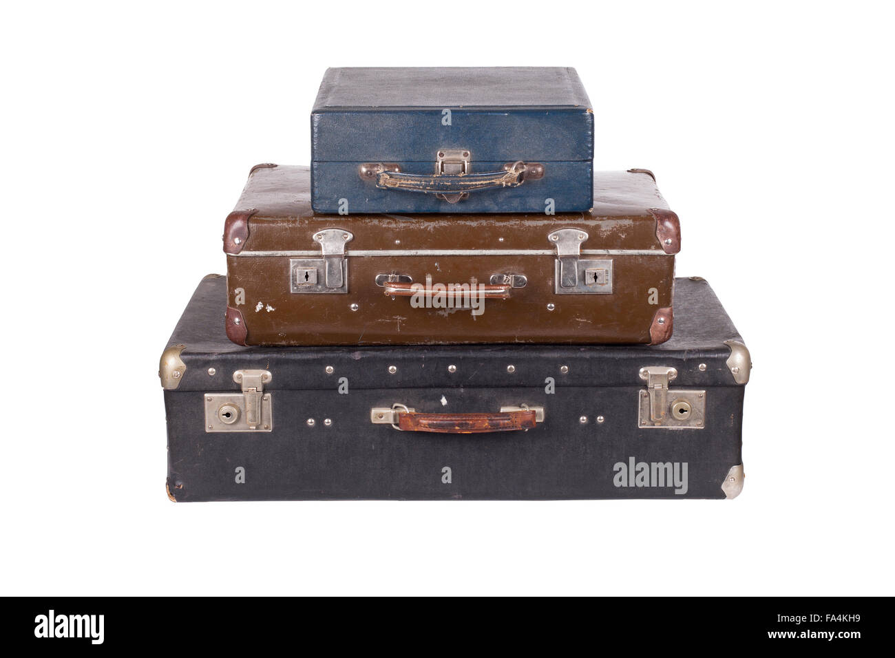 Stack of old suitcases isolated Stock Photo - Alamy