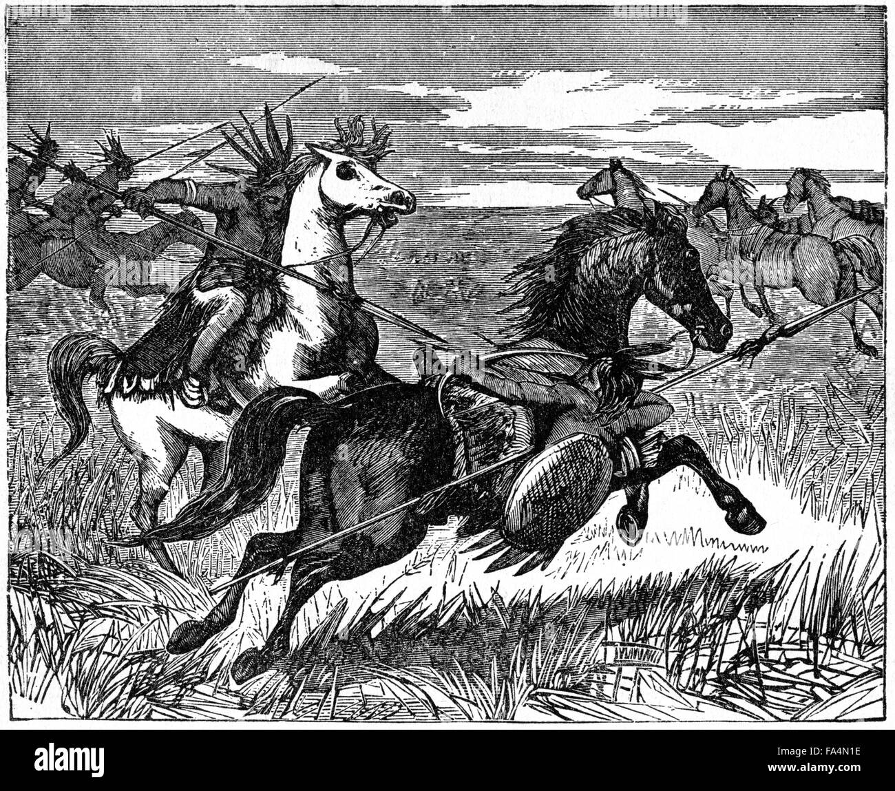 Indian man on horseback Black and White Stock Photos & Images - Alamy
