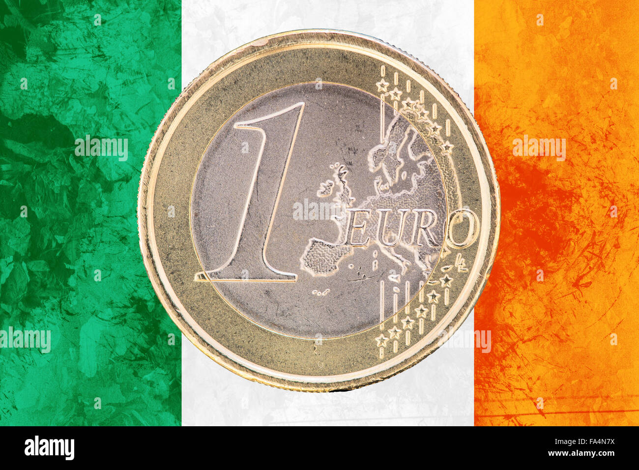 Irish euro coin one on the flag of ireland hi-res stock photography and ...