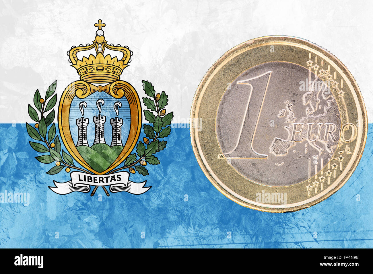 Common face of one euro coin from San Marino isolated on the national ...