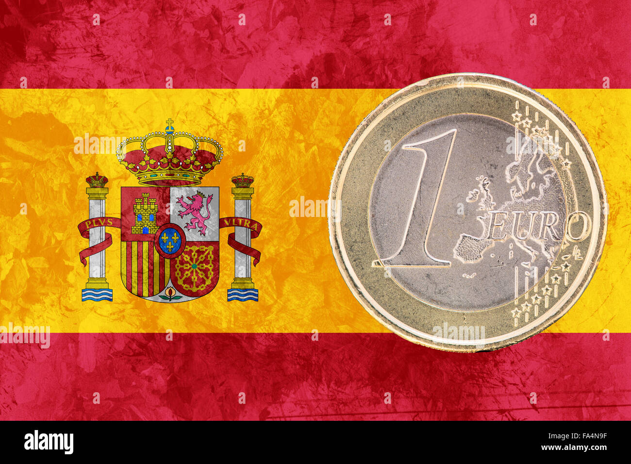 Common face of one euro coin from Spain isolated on the national ...