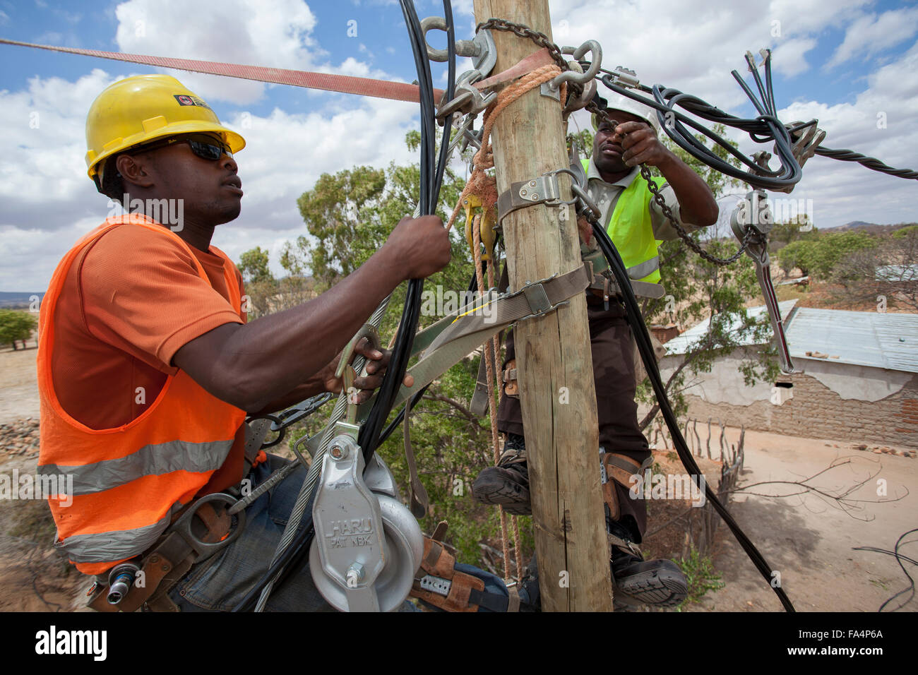 Stringing power lines hi-res stock photography and images - Alamy