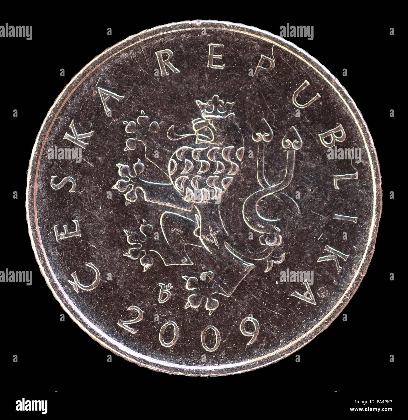 The head face of one crown coin, issued by Czech Republic in 2009 ...
