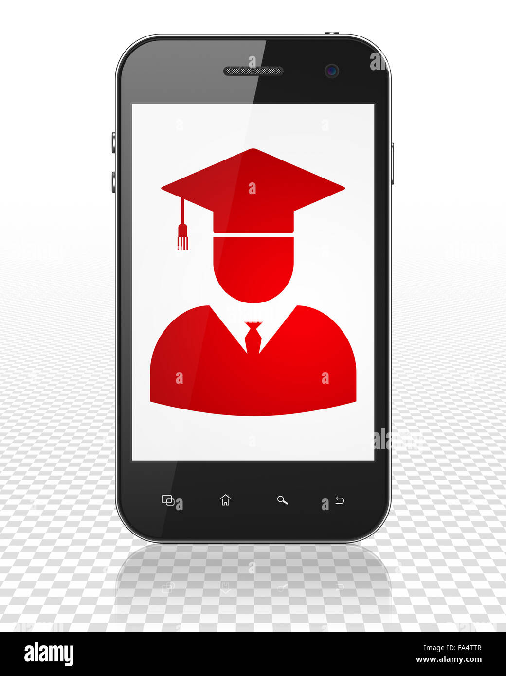Learning concept: Smartphone with Student on display Stock Photo - Alamy