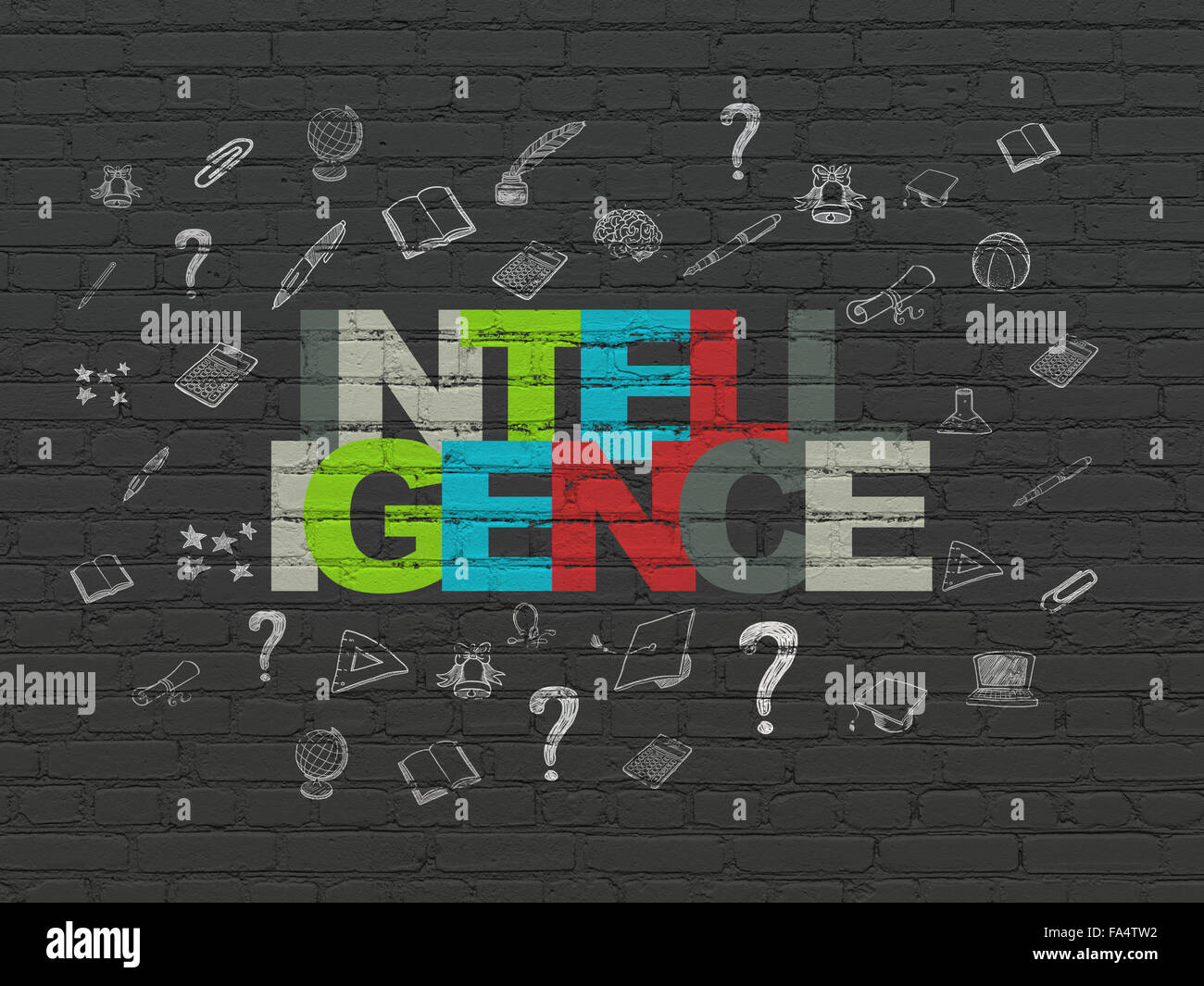 Education concept: Intelligence on wall background Stock Photo - Alamy