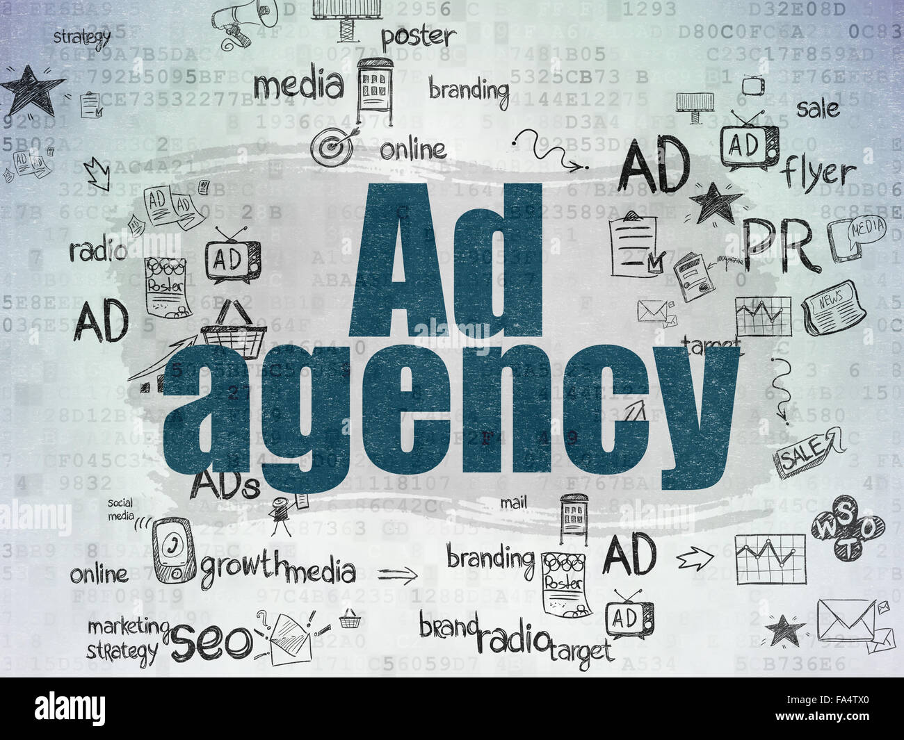 Marketing concept: Ad Agency on Digital Paper background Stock Photo ...