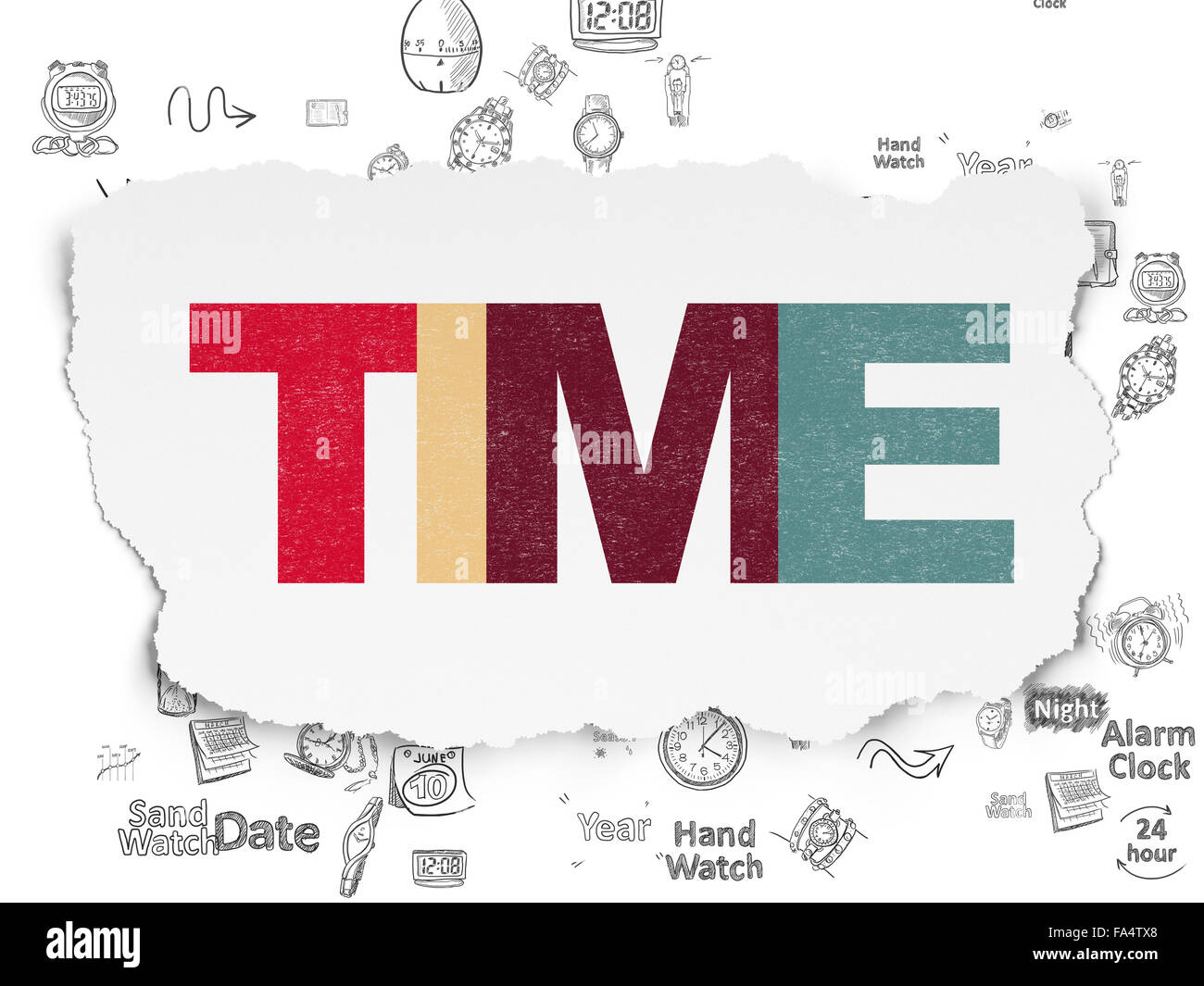 Time concept: Time on Torn Paper background Stock Photo - Alamy