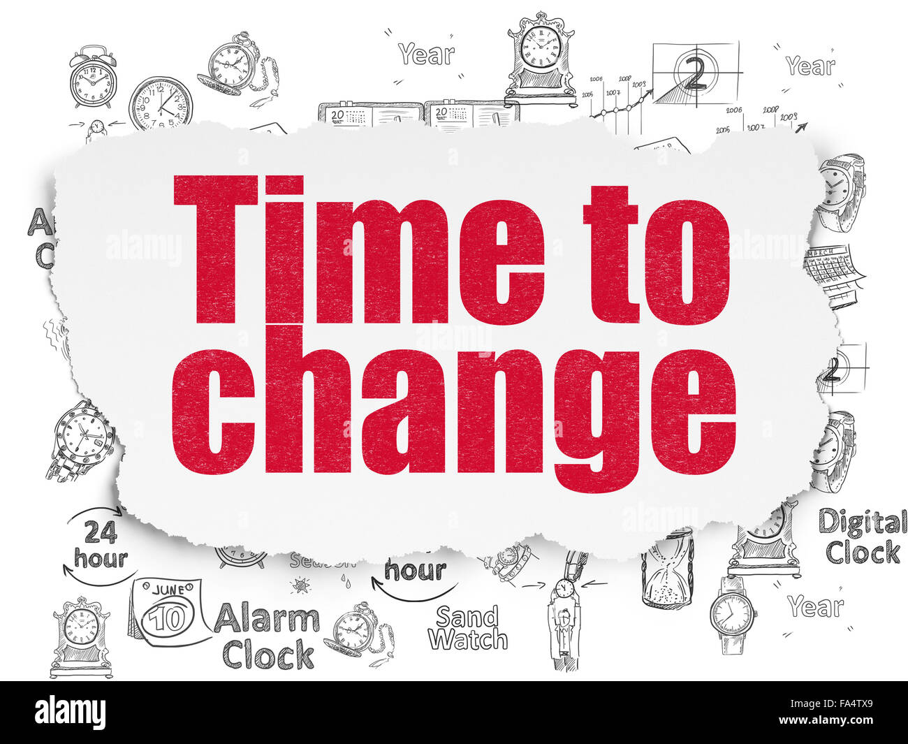 Time concept: Time to Change on Torn Paper background Stock Photo - Alamy