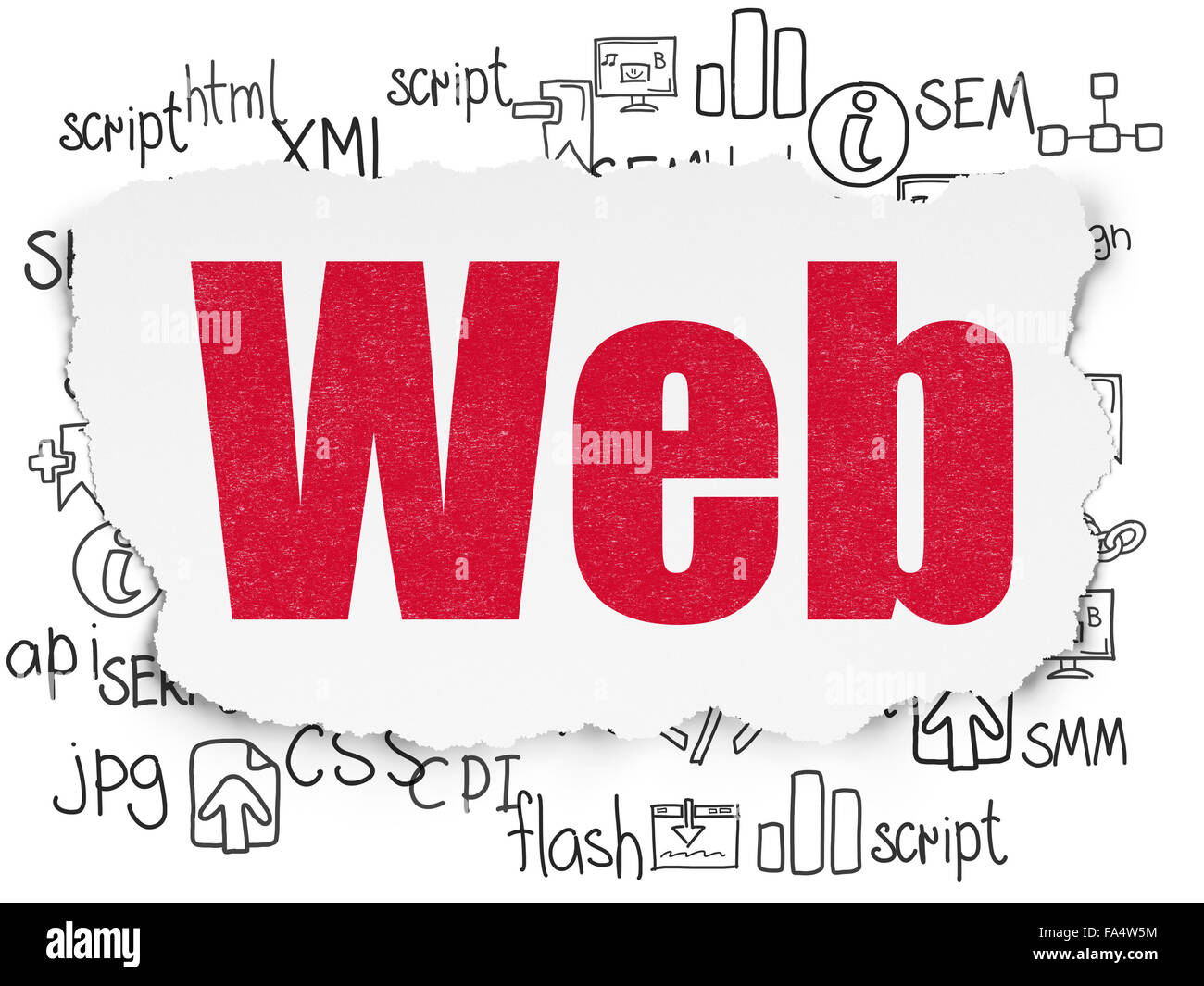 Web design concept: Web on Torn Paper background Stock Photo - Alamy