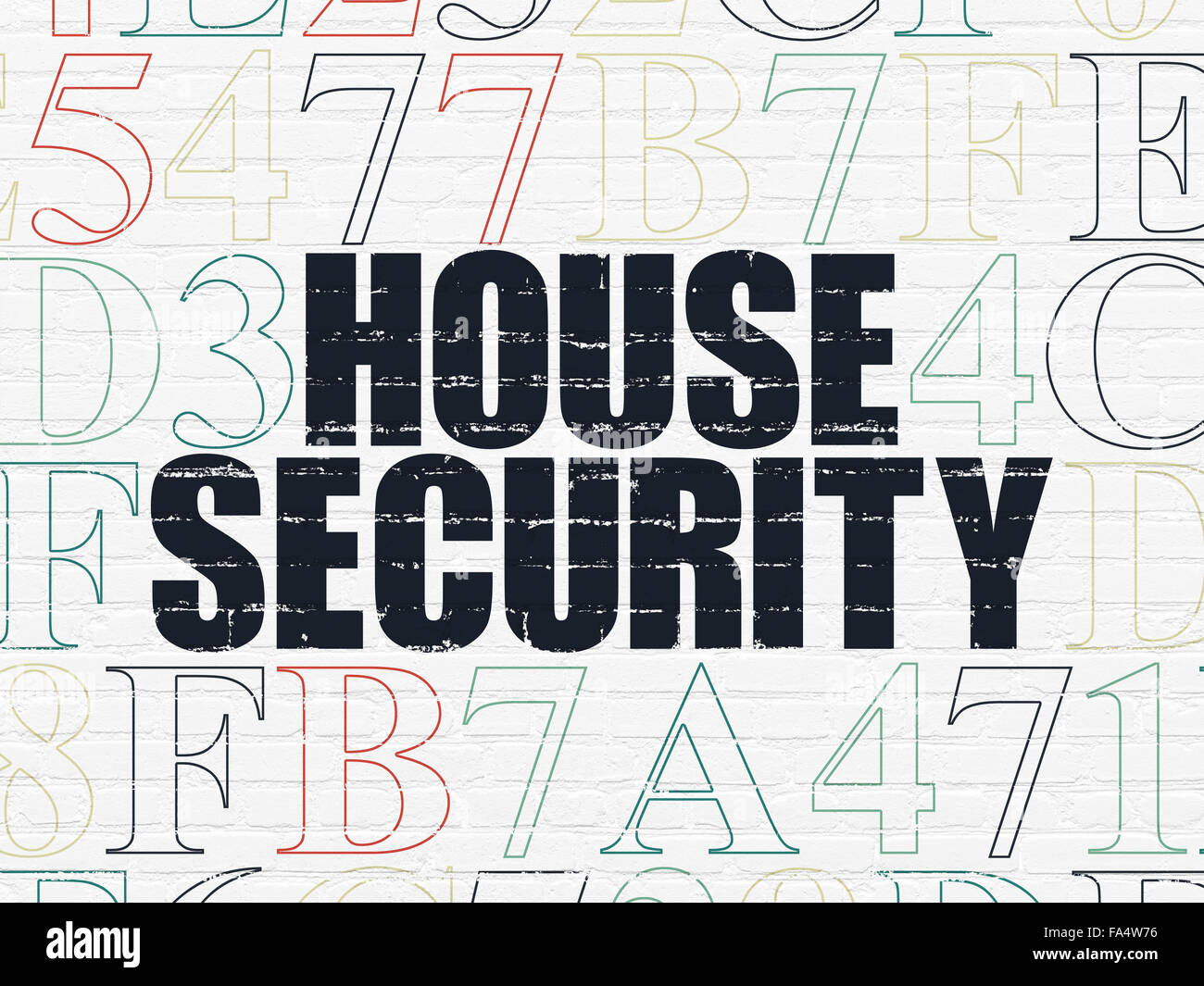Protection concept: House Security on wall background Stock Photo - Alamy