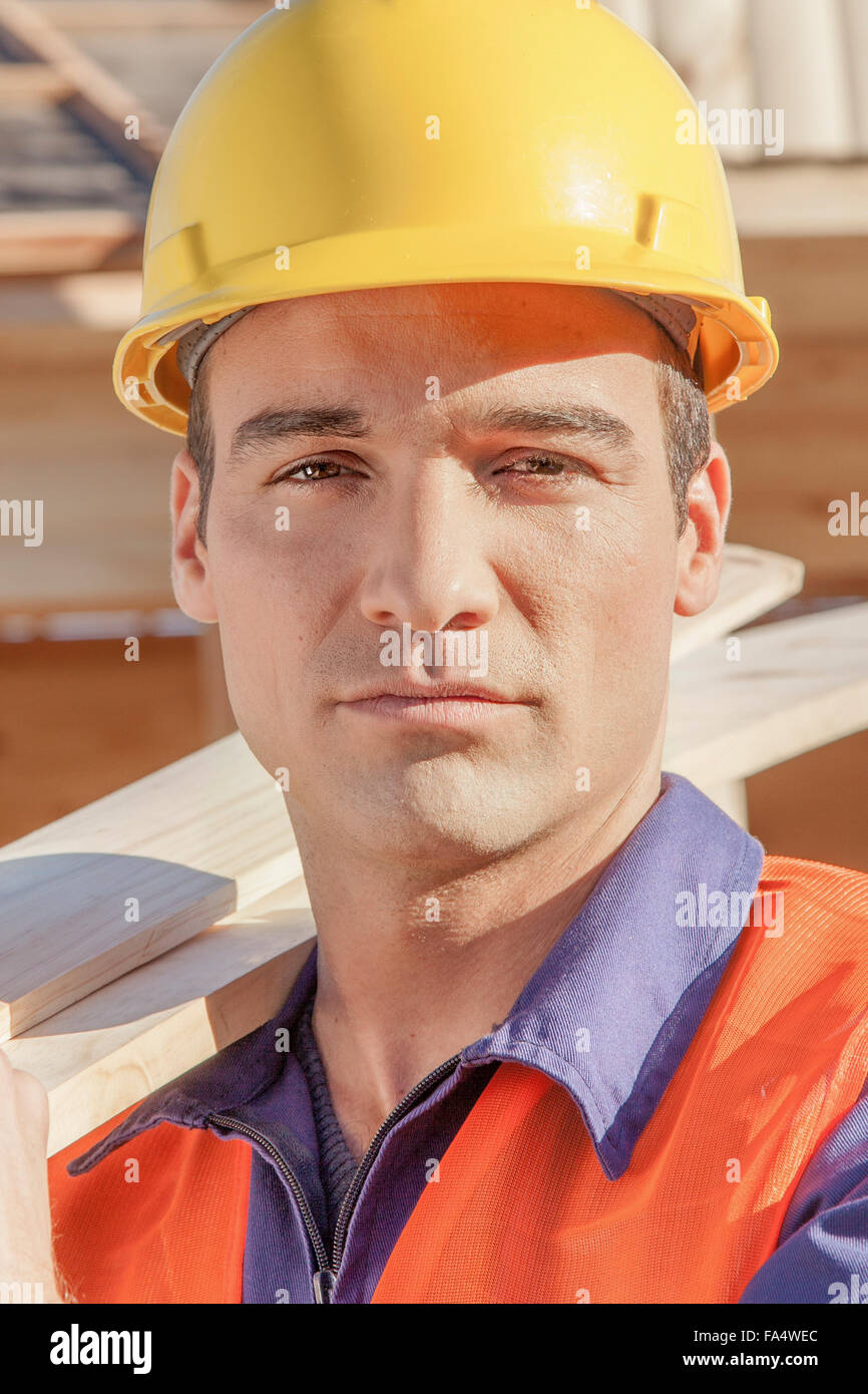 Head shot of a layman in hard hat Stock Photo - Alamy