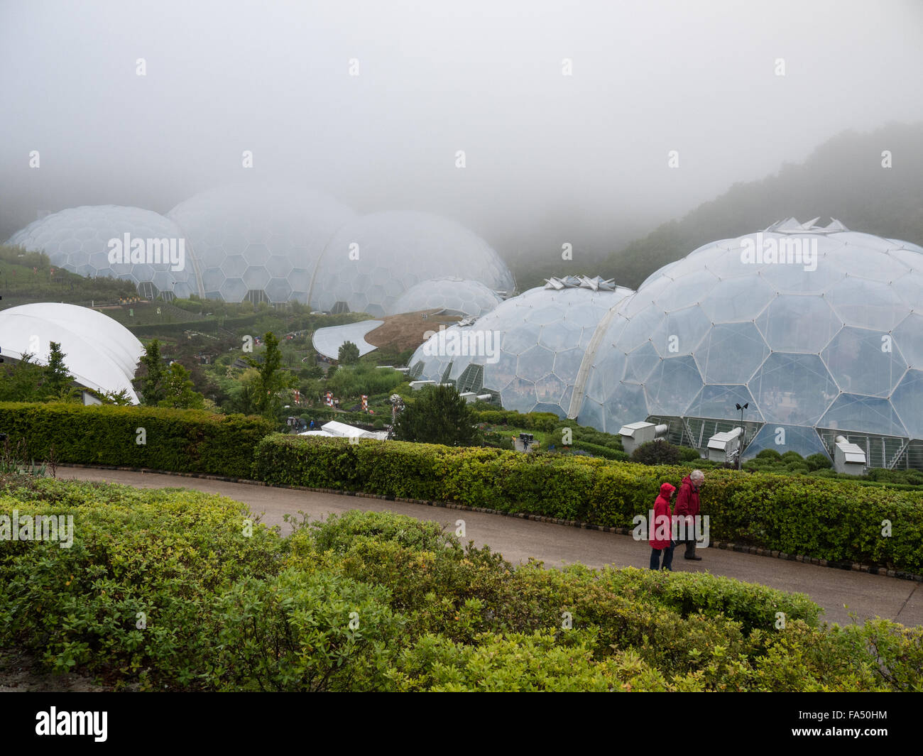 Views of the Bio-Domes, Biomes, at the Eden Project on a misty day ...