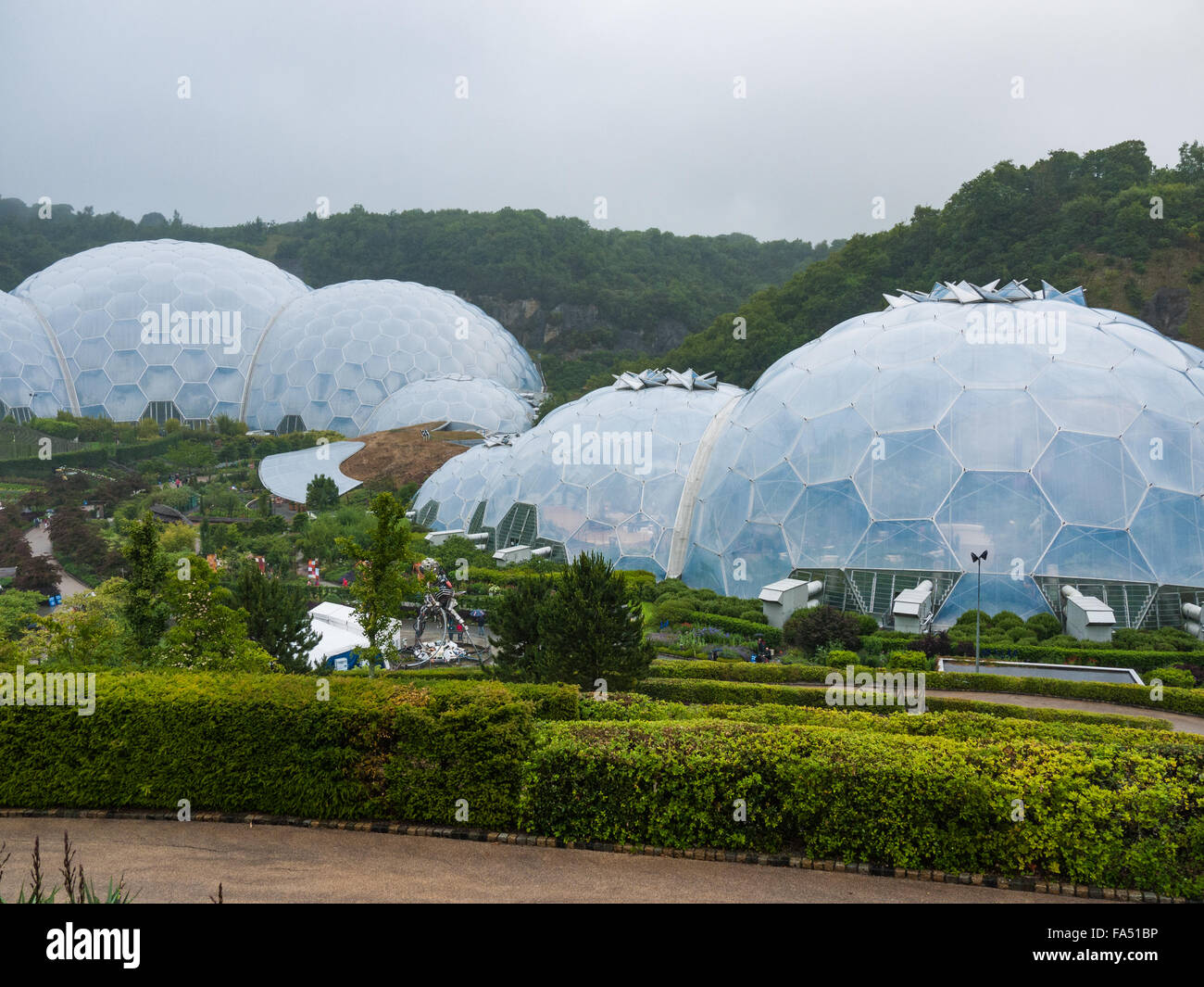 Views of the Bio-Domes, Biomes, at the Eden Project on a misty day ...