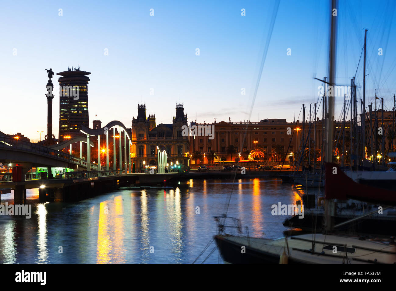 Barcelona embankment in twilight catalonia hi-res stock photography and ...