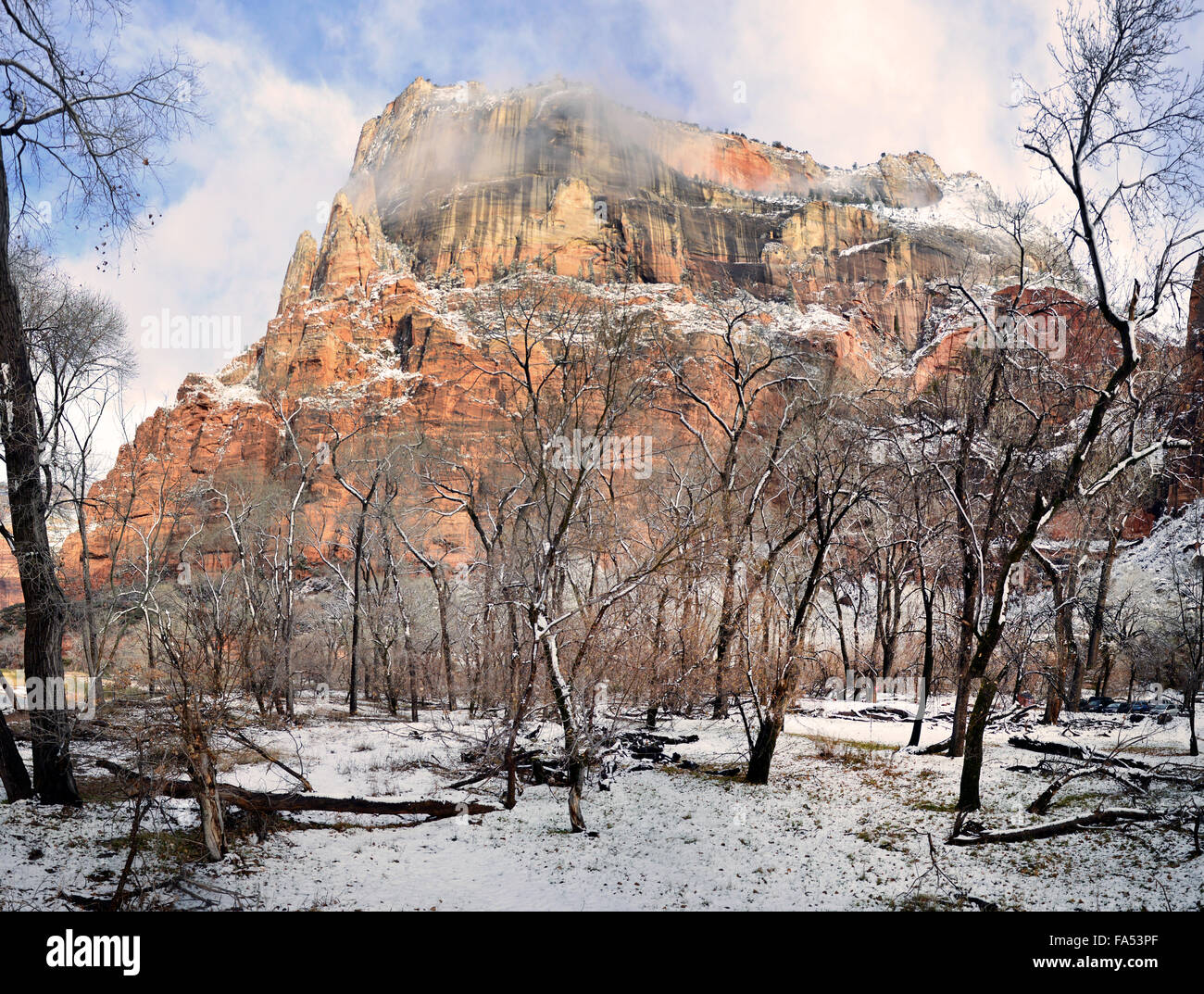 Towers of the Virgin after a snowfall in Zion National Park December 14 ...