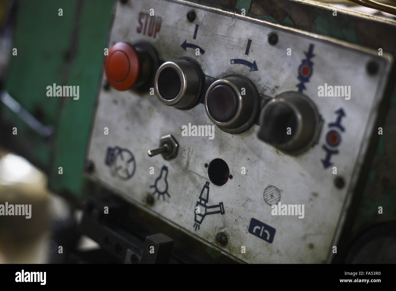 Color image of some buttons on a dirty old control panel Stock Photo ...