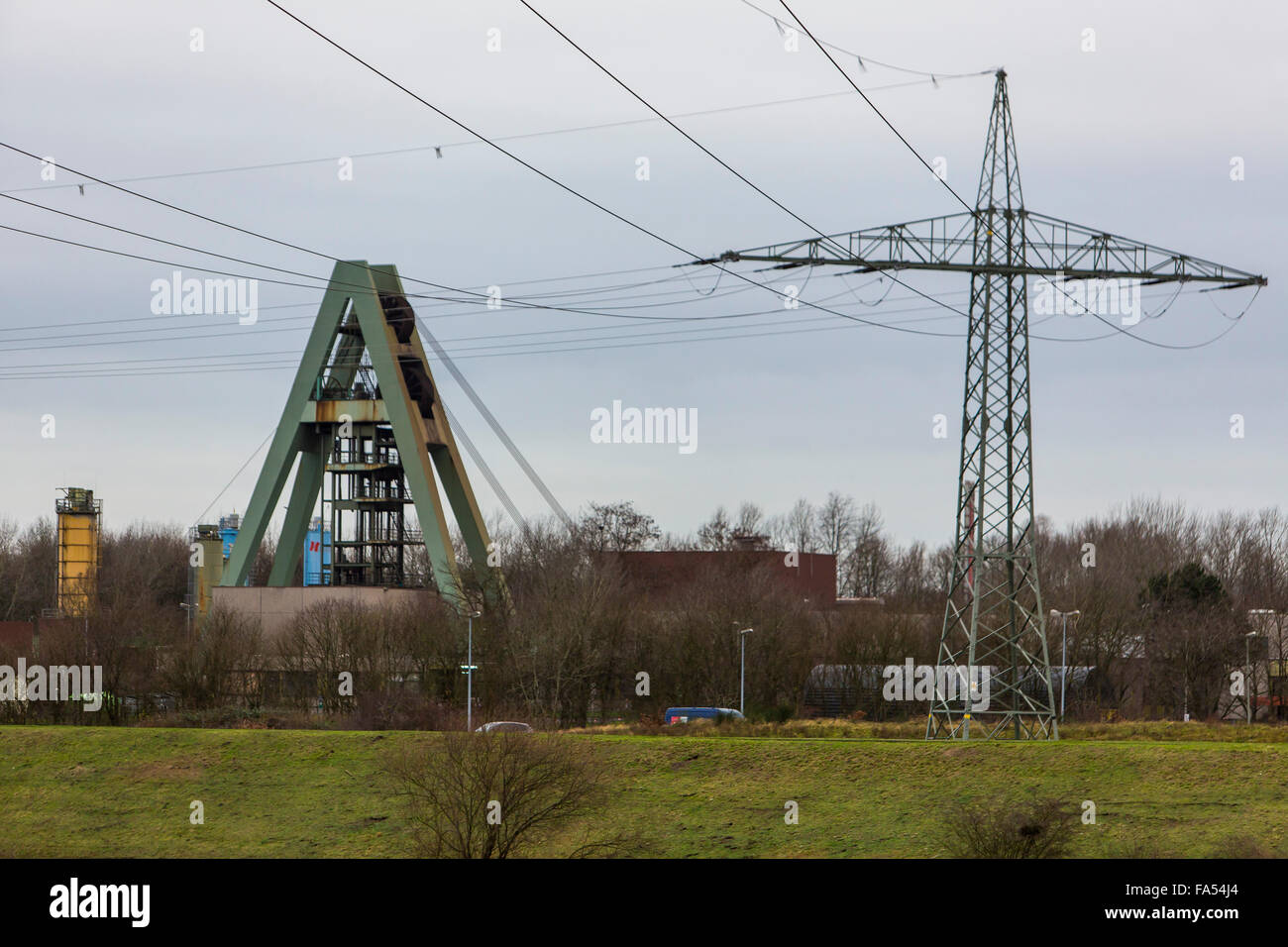 Coal mine Auguste Victoria, in Marl, Germany, shaft 8, winding tower ...