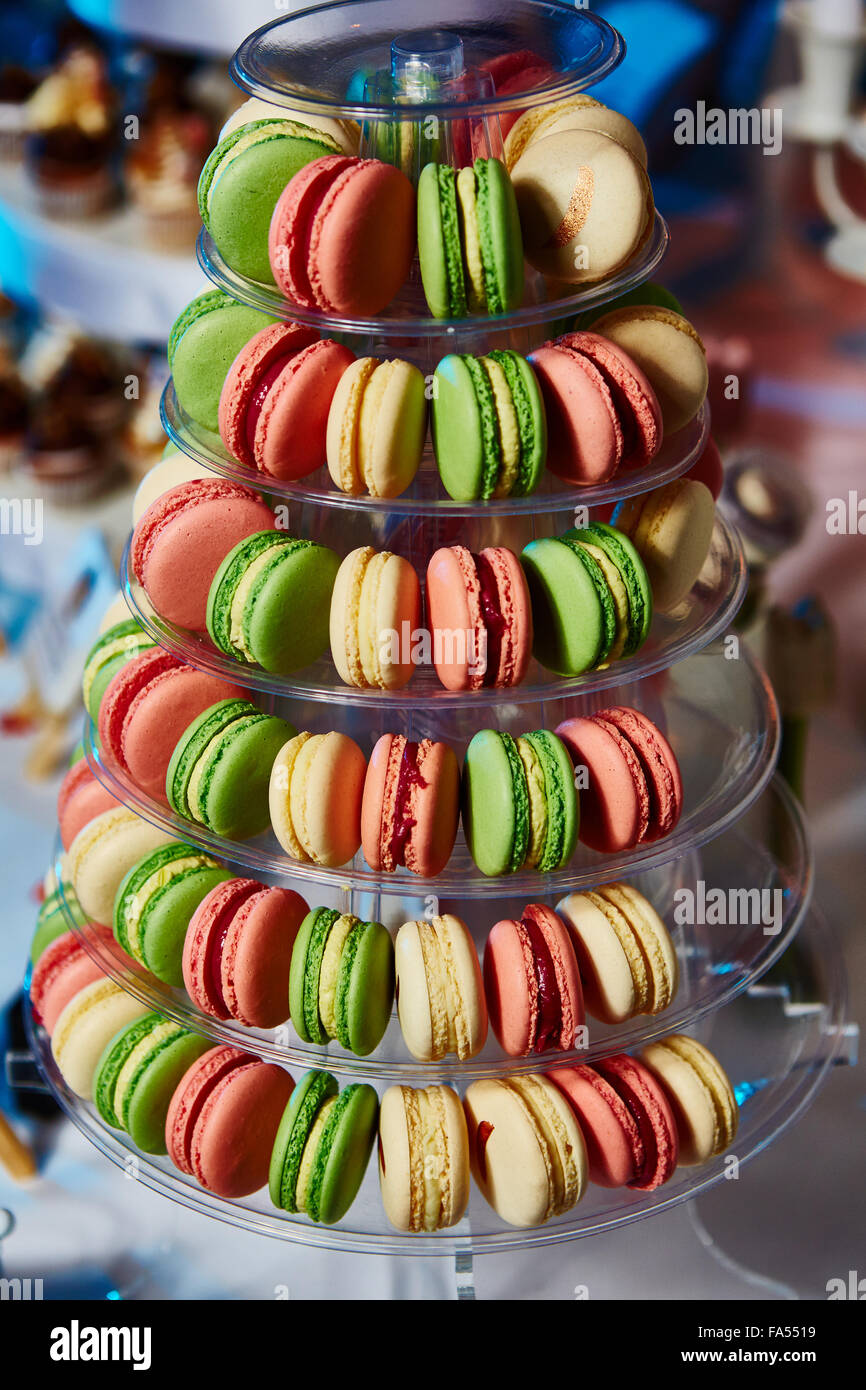 Selection of decorative desserts on buffet table at catered event Stock ...