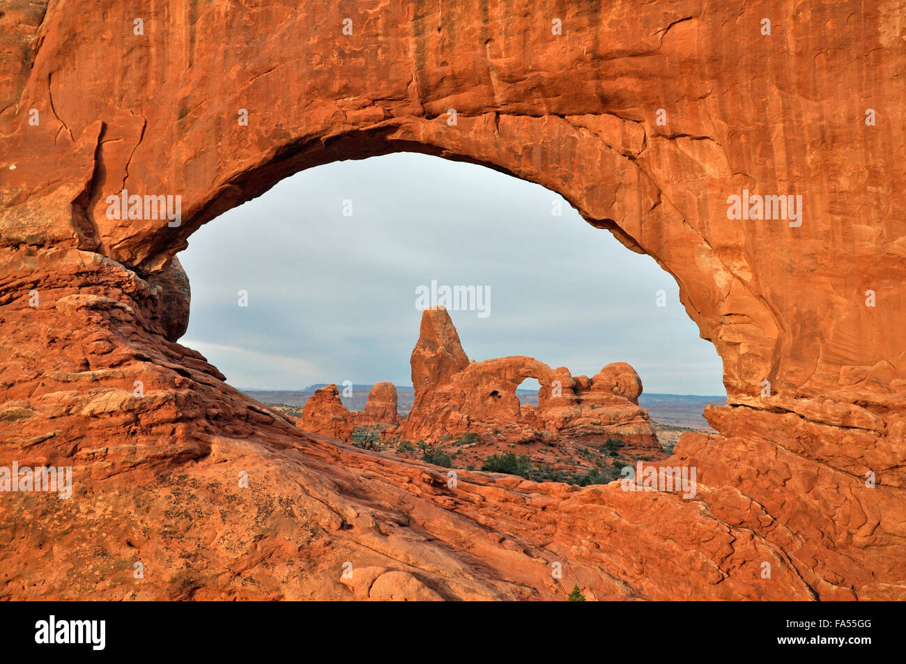 Turret Arch seen through North Window, Arches National Park, Moab, Utah ...