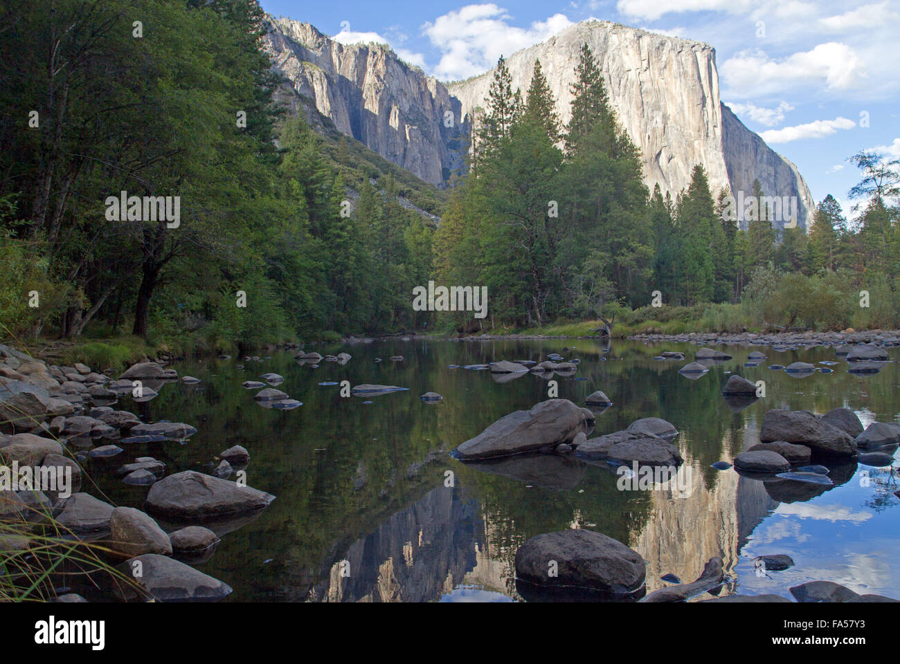 The Merced River and El Capitan Stock Photo - Alamy