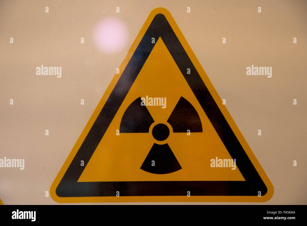yellow warning signs in science classroom at highschool Stock Photo - Alamy
