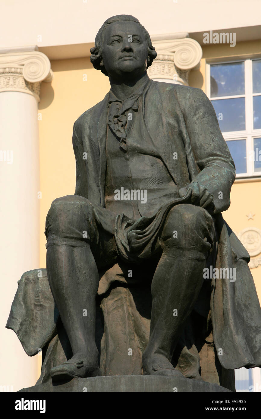 Statue of the Russian scientist Mikhail Lomonosov (1711-1765) outside ...