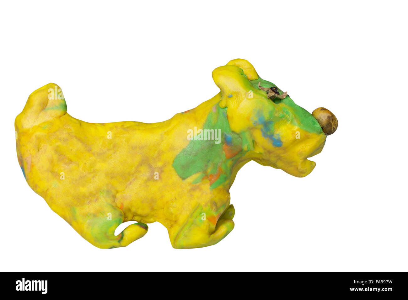 Cute plasticine dog isolated on white background with clipping path ...