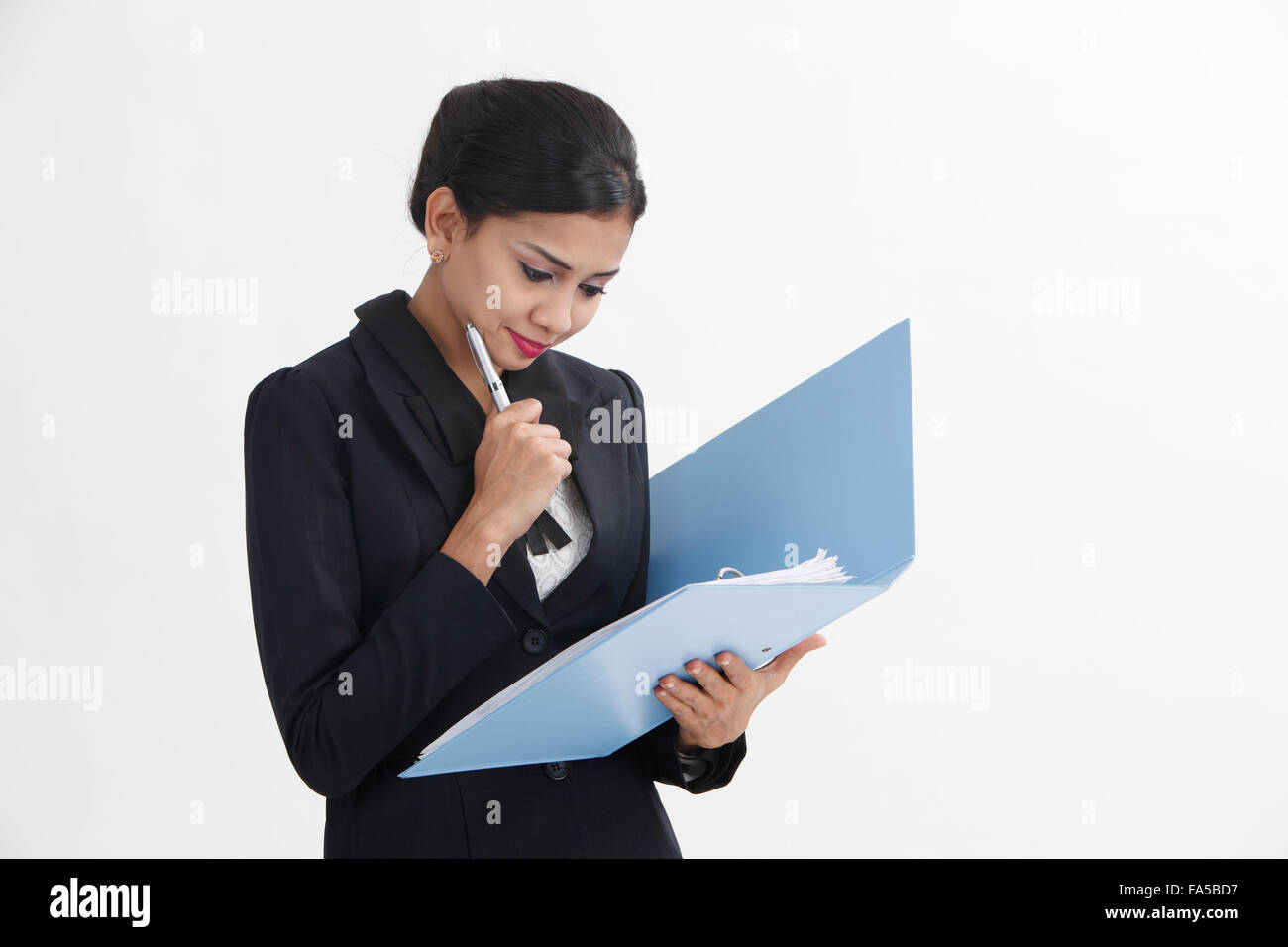 business woman holding business file Stock Photo - Alamy