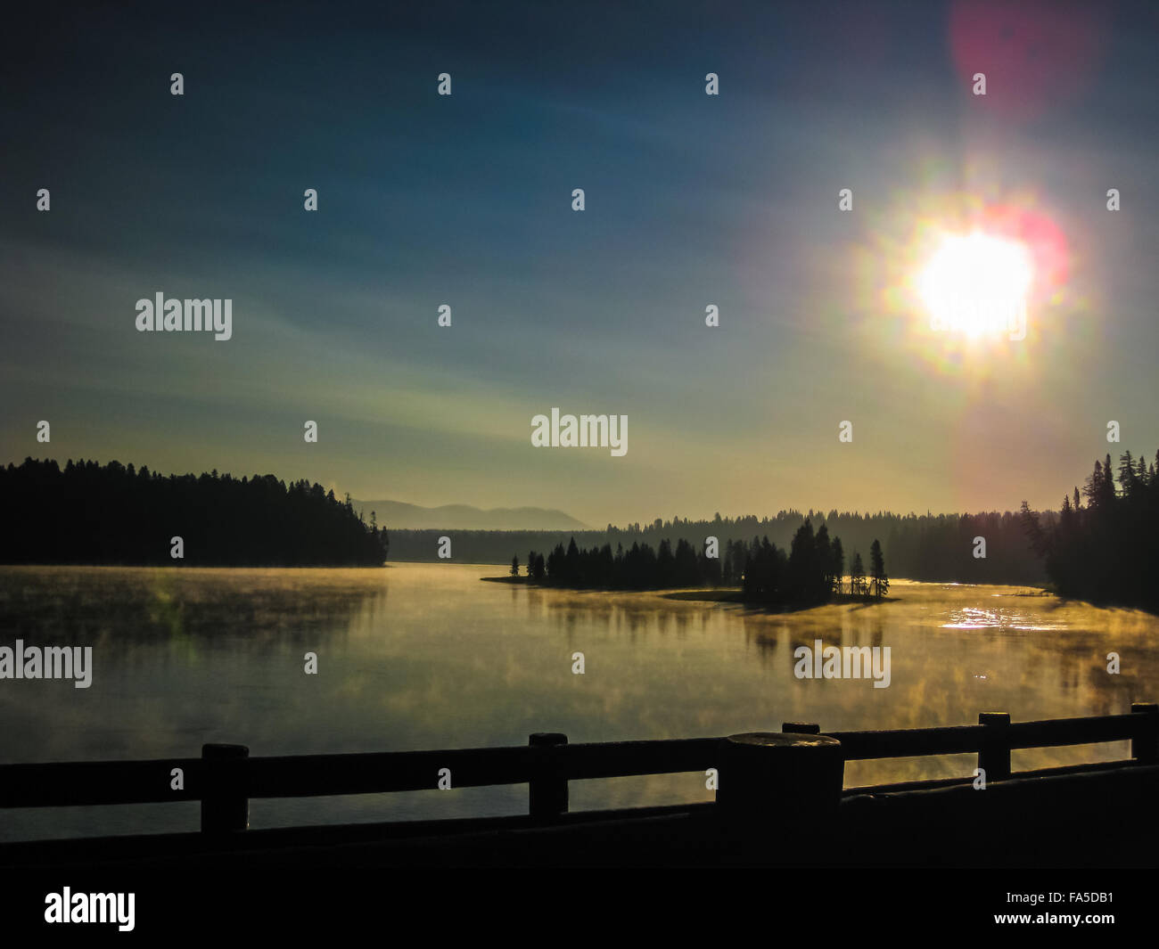 Yellowstone sunset lake Stock Photo - Alamy